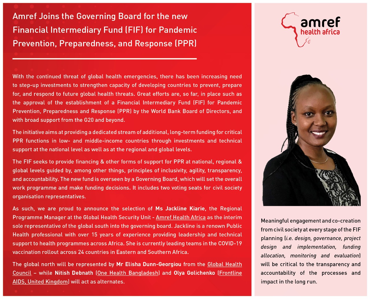 Amref Joins the Governing Board for the new Financial Intermediary Fund ...
